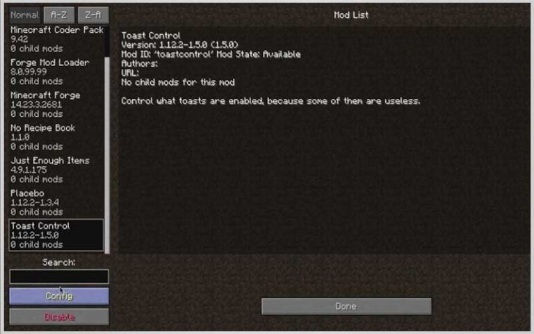 Toast Control Mod 1.12.2 - Minecraft PC