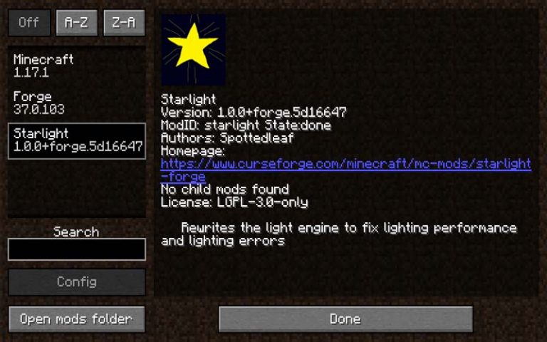 Starlight 1.17.1 - Minecraft PC